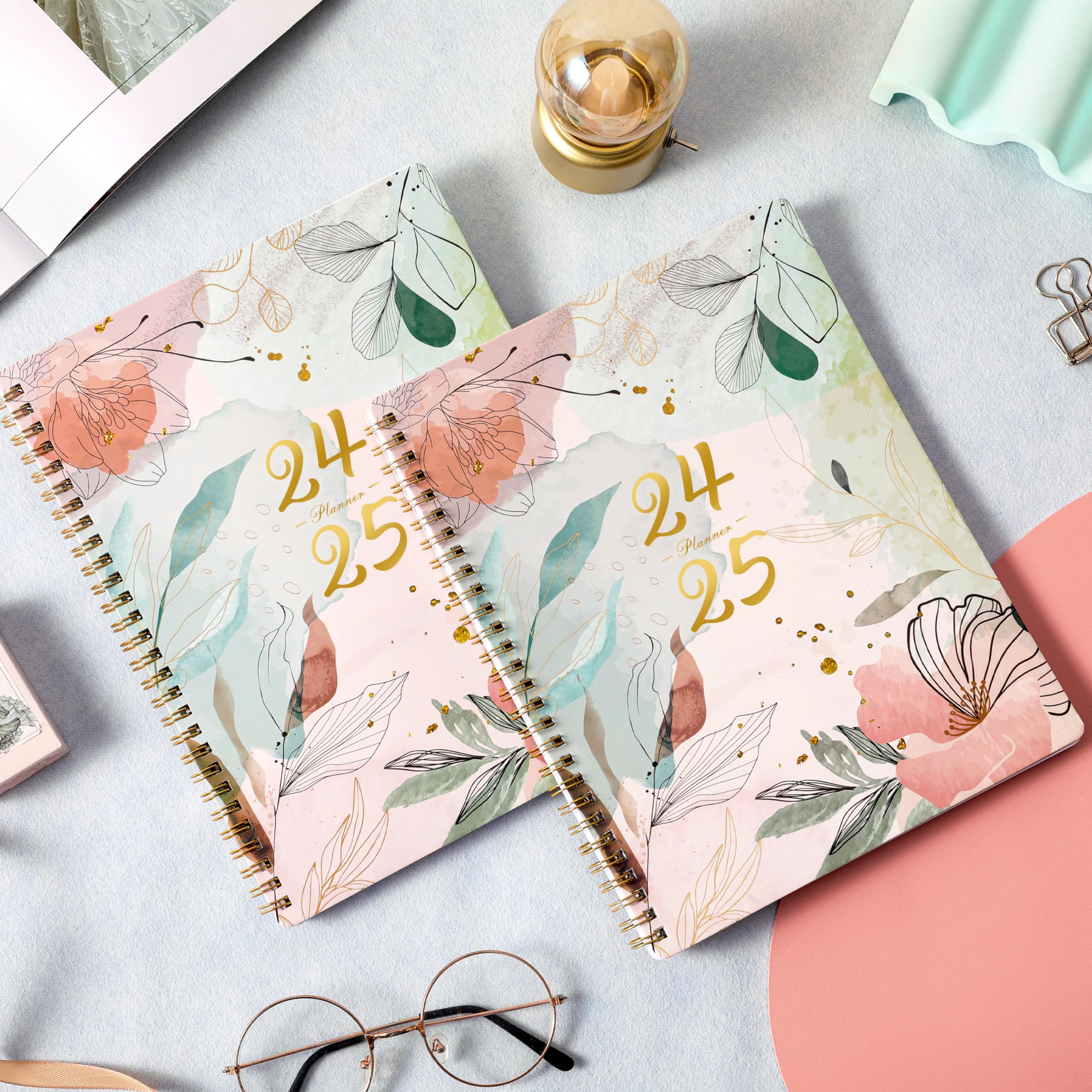 2024-2025 Planner - Planner 2024-2025 from July 2024 - June 2025, 8" x 10", Weekly and Monthly Planner 2024-2025 with Marked Tabs, Flexible Cover + Thick Paper + Twin-Wire Binding - Pink