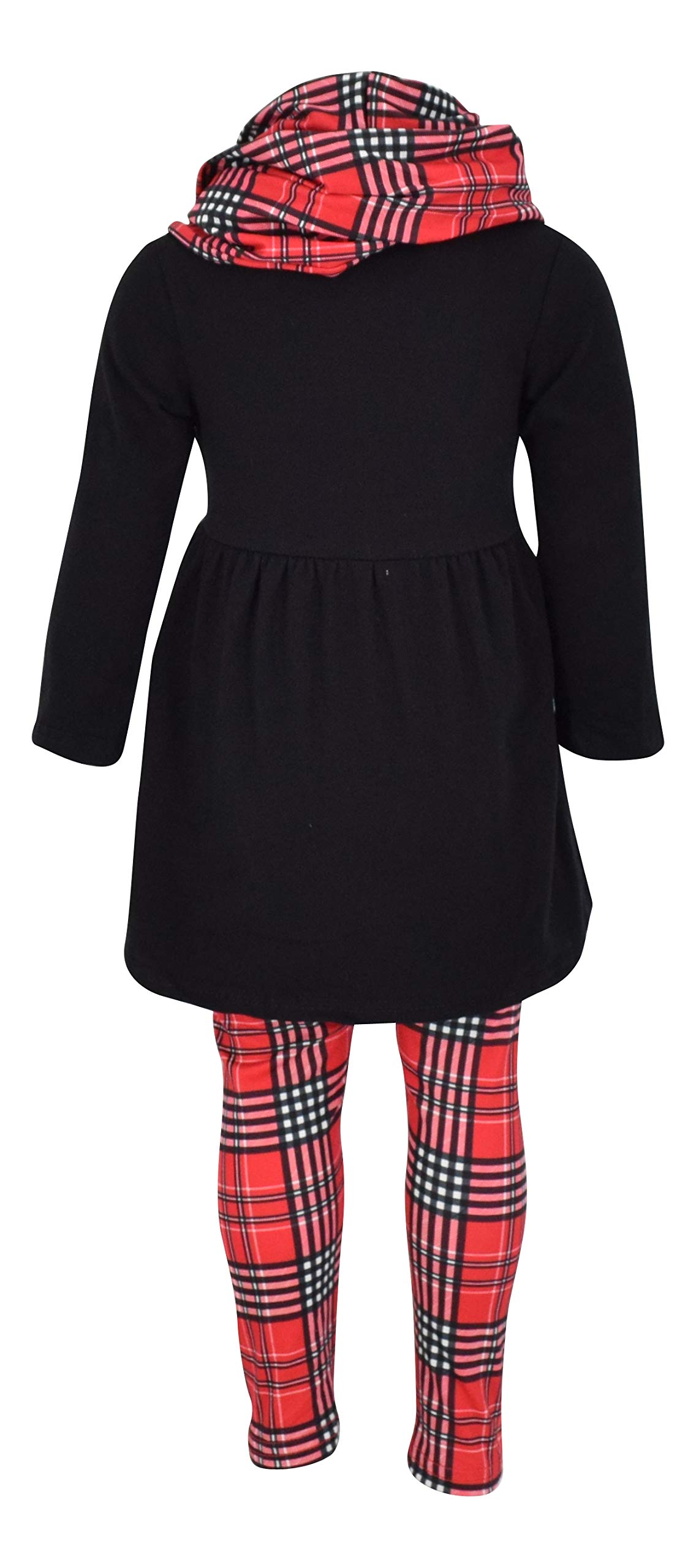 Unique Baby Girls 3 Piece Valentines Day Toddler Plaid Heart Legging Set Outfit (6 Years, Red)