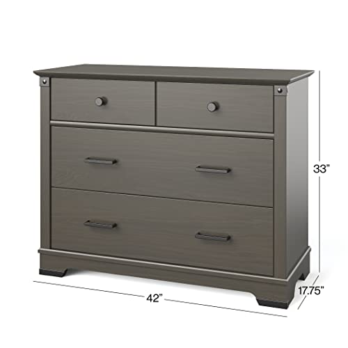 Child Craft Redmond 3-Piece Baby Nursery Set with 4-in-1 Convertible Crib, 3-Drawer Dresser, and 4-Drawer Chest, Dapper Gray
