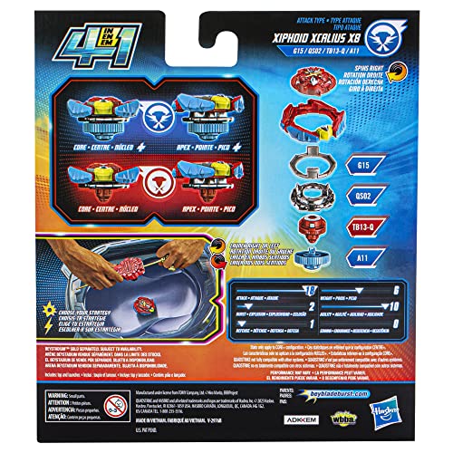BEYBLADE Hasbro Burst QuadStrike Xcalius Power Speed Launcher Pack, Battle Game Set with Xcalius Power Speed Launcher and Right-Spin Battling Top Toy