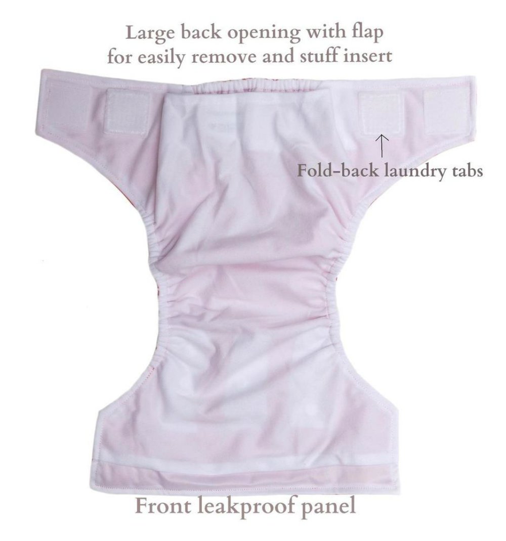 KaWaii Baby Pack of 12 Heavy Duty HD2 Cloth Diapers with 24 Premium 5-Layer Diaper Inserts, Leakproof, Reusable, Daycare Nappies, fits Babies 8-36 lbs