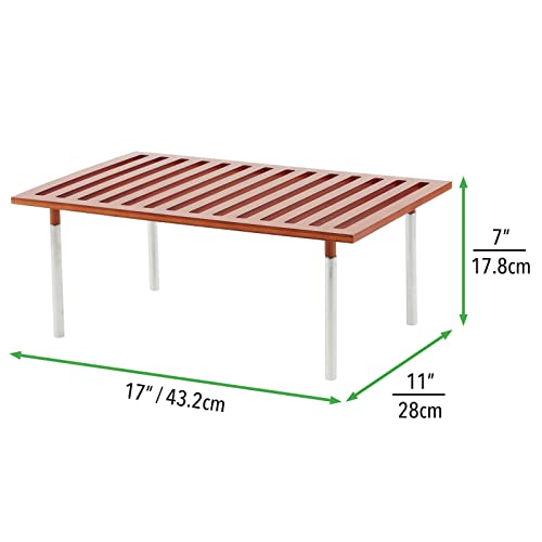 mDesign Natural Bamboo Storage Shelf - Food and Kitchen Organizer for Cabinets, Pantry Shelves, Countertops, Stackable, 2 Pack - Cherry Wood Finish