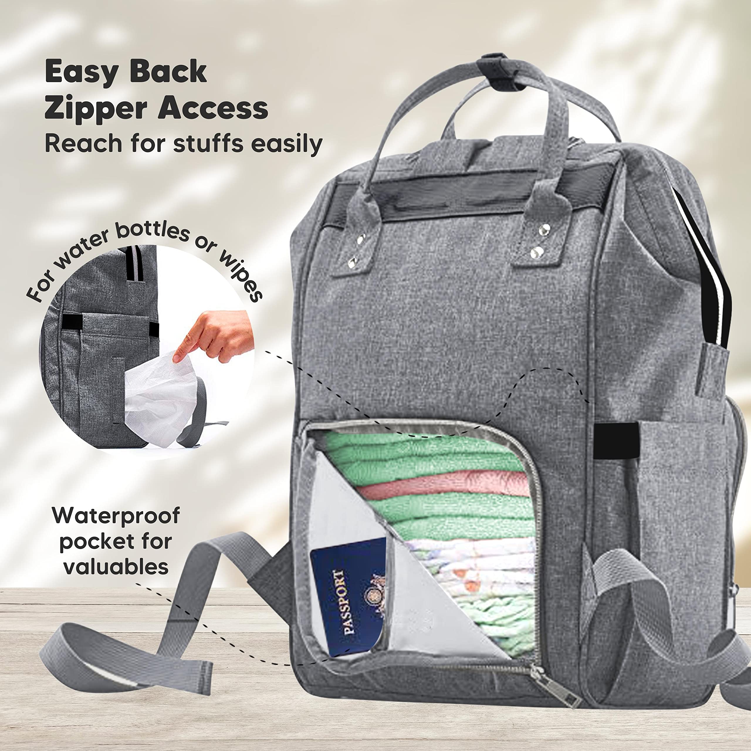 KeaBabies Diaper Bag Backpack and Portable Diaper Changing Pad - Waterproof Multi Function Baby Travel Bags - Waterproof Foldable Baby Changing Mat - Diaper Changing Station -Travel Diaper Change Pad