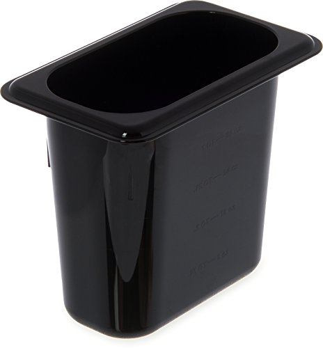 Carlisle FoodService Products Storplus Food Pan, Food Storage Container with Spoonable Corners for Catering, Buffets, Restaurants, Polycarbonate (Pc), 1/9 Size 6 Inches Deep, Black