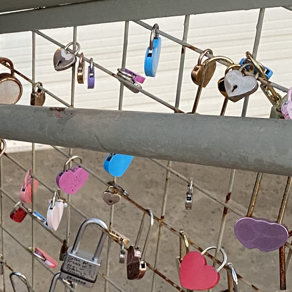 Honbay 2PCS Mini Love Heart Shaped Lock Padlock with Key for Jewelry Box, Purse, Handbag, Backpacks, Cabinet, Treasure Chest, Suitcases, Lockers, Letter Box, Diary, etc