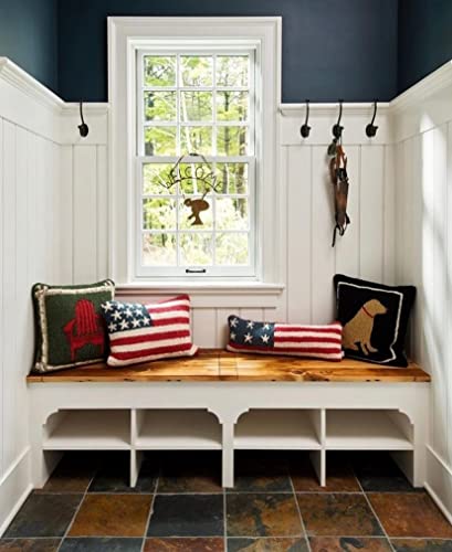 Chandler 4 Corners Artist-Designed Stars and Stripes Hand-Hooked Wool Decorative Throw Pillow (8β x 24β) 4th of July Pillow for Couches & Beds - Easy Care, Low Maintenance - Veteran, Patriotic Pillow