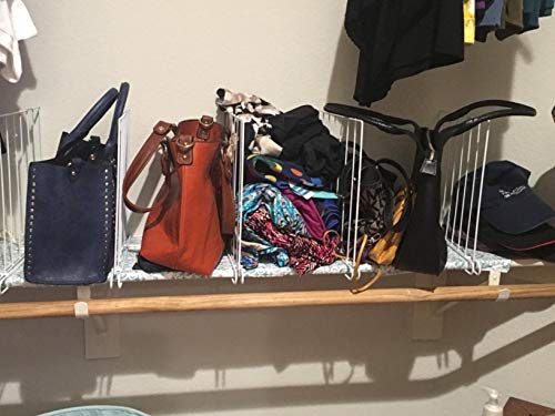 Cq acrylic Set of 8 Vertical Closet Wood Shelf Divider- Only Need to Slide to Adjust The Appropriate Distance - wire shelving Separators,White