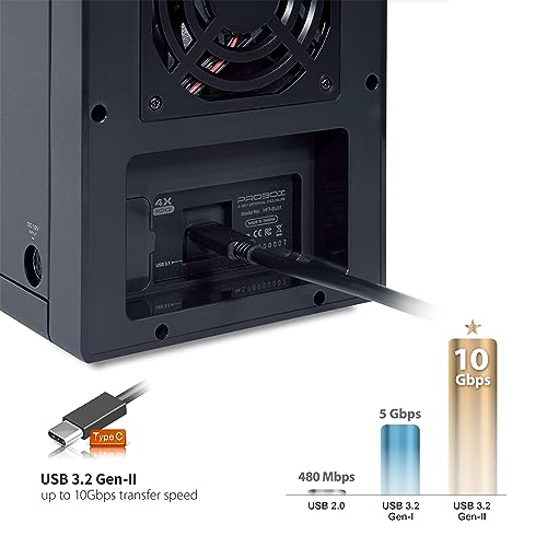 Mediasonic USB 3.2 4 Bay 3.5” SATA Hard Drive Enclosure DAS – USB 3.2 Gen 2 10Gbps Type C | USB-C (HF7-SU31C) Support 24TB HDD
