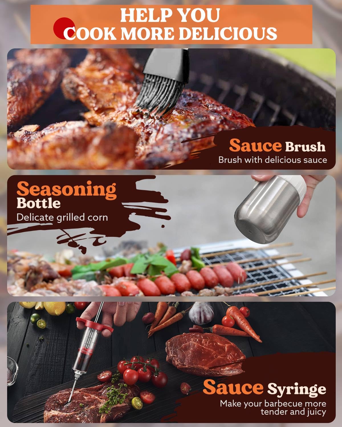 33PCS Grill Accessories, Stainless Steel BBQ Grilling Accessories for Outdoor Grill with Thermometer Injector, Easy Carring Grill Set with Canvas Bag, Barbeque Grill Tools Gift for Dad, Men, Son