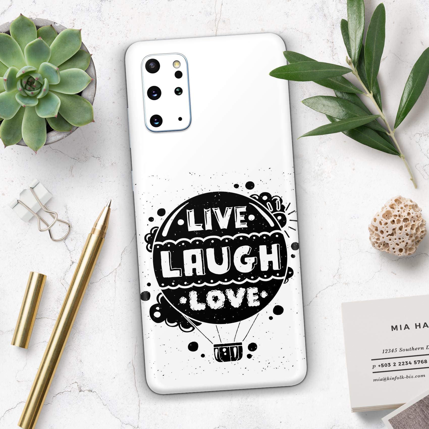 DesignSkinz Live Laugh Love Protective Vinyl Decal Wrap Skin Cover Compatible with The Samsung Galaxy S20 (Screen Trim & Back Glass Skin)