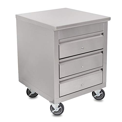 John Boos 4CD4-2724-CL Mobile Drawer Cabinet 24"W x 26-1/2"D x 33-3/4"H with 3 Tier 15" x 20" Drawers with Locks