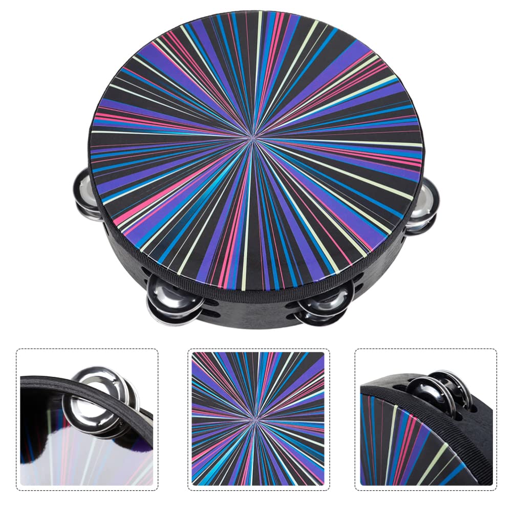 Radiant Tambourine Handheld Drum Bell: Double Row Tambourines 8 Inch Musical Instrument Reflective Hand Drum for Church KTV Party Silver