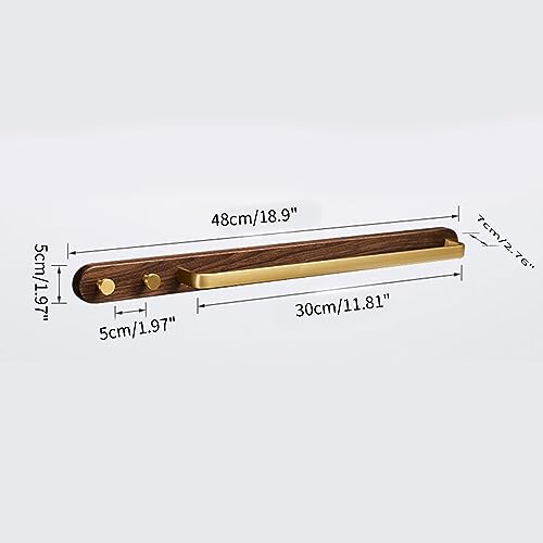 Bathroom Towel Holder Wood Towel Bar with Metal Rod Wall Mounted Towel Rack Multifunctional Bathroom Accessory No Towel Rack Stand