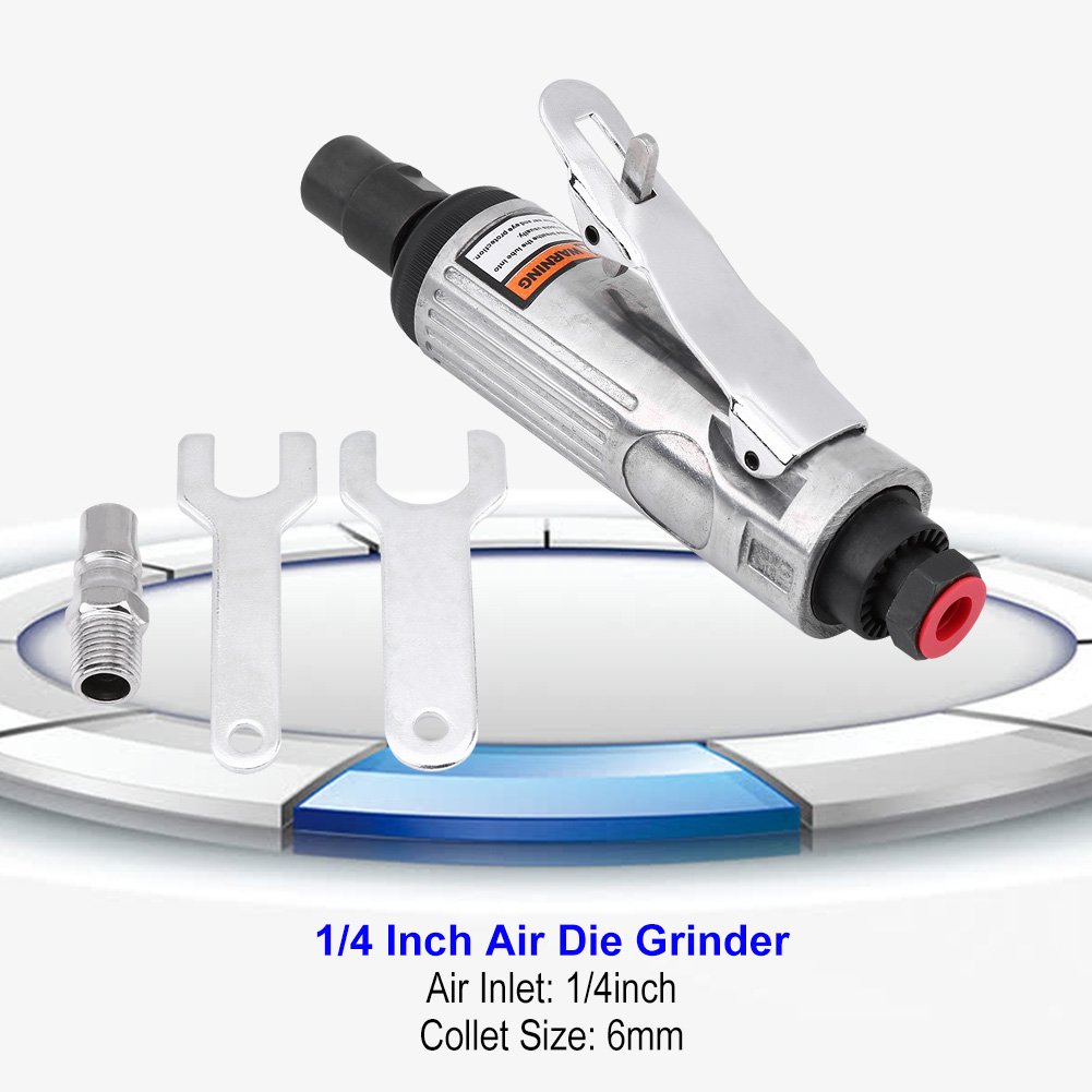 Acouto 1/4" Pneumatic Die Grinder 90PSI Pneumatic Air Die Grinder Grinding Kit Polishing Engraving Tool