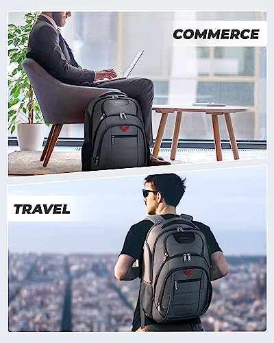 BAGSMART 45L Travel Laptop Backpack, TSA 17.3 Inch Laptop Backpack Flight Approved Travel Backpack with USB Charger Hole, Water Resistant College Computer Backpack Business Weekender Bag - Grey