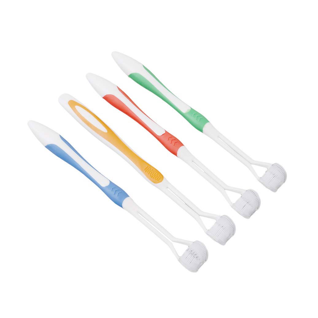 GOMYIE 3 Sided Toothbrushs Adult Child Manual Toothbrushes Soft Bristle Tooth Brush(Blue)
