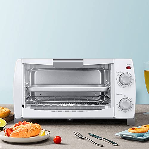 COMFEE' Toaster Oven Countertop, 4-Slice, Compact Size, Easy to Control with Timer-Bake-Broil-Toast Setting, 1000W, White (CFO-BB102)