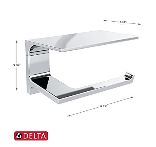Delta Faucet 79956 Pivotal Wall Mounted Single Post Toilet Paper Holder with Shelf in Polished Chrome, Bath Accessories