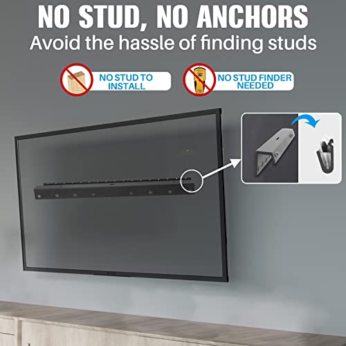 AENTGIU Studless TV Wall Mount, Heavy Duty Drywall TV Bracket Hanger for 32-75 inch Flat Screen TVs, No Stud, No Drill, No Anchors, Easy Install with All Hardware