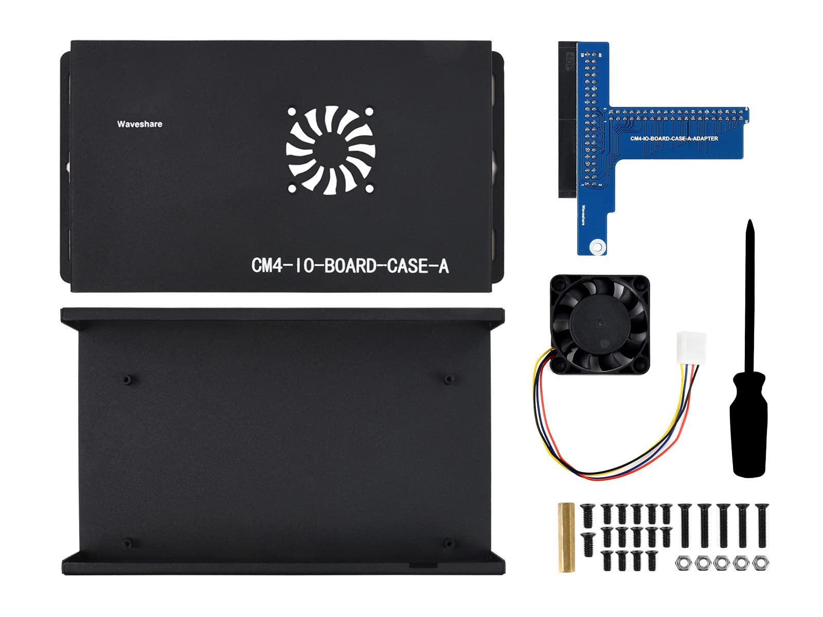 Waveshare Metal Box (A) Designed for Official Raspberry Pi Compute Module 4 IO Board Comes with Cooling Fan Mini Computer Chassis Robust and Dust-Proof Nice Looking