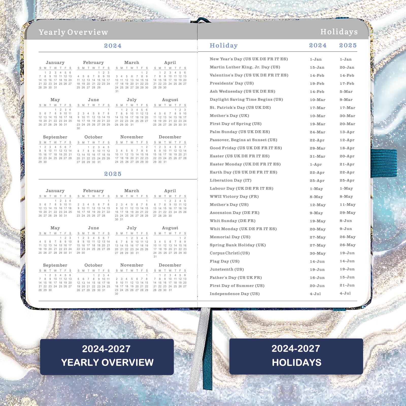 2024-2026 Pocket Planner - 3 Year Monthly Planner from January 2024 to December 2026, 6.3''×3.8'' Planner with Pen Holder