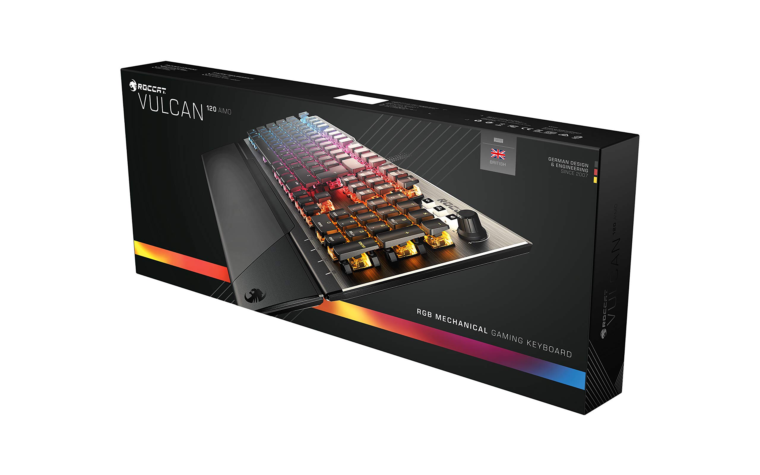 ROCCAT Vulcan 120 - Mechanical RGB Gaming Keyboard, AIMO LED Per-Key lighting, ROCCAT Titan switches, durable design (aluminum top plate), multimedia wheel, detachable wrist rest