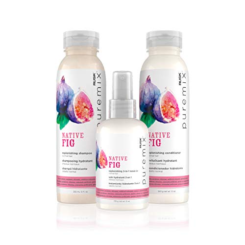 RUSK PUREMIX Native Fig Replenishing Shampoo for Normal Hair, 12 Oz, Formulated with Fig to Gently Cleanse, Detangle and Restore Hair's Moisture Levels While Eliminating Frizz