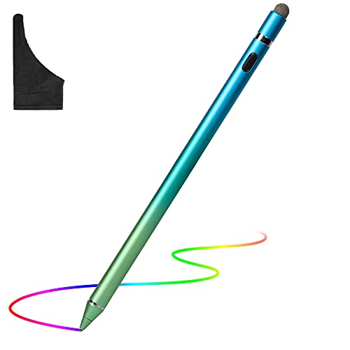 Stylus Pen for Touch Screens, Active Digital Pens Rechargeable 1.5mm Fine Tips Smart Pencil Compatible with iPad iPhone and Most Tablet with Glove by OOCLCURFUL (Blue+Light Green)