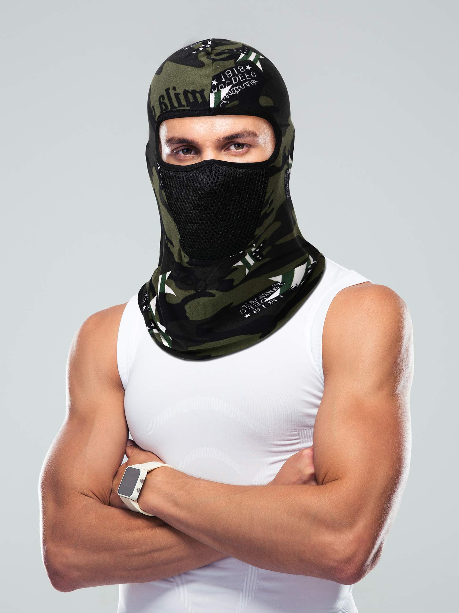 3 Pieces Balaclava Face Mask Motorcycle Ski Mask Scarf Windproof Camouflage Fishing Hat Face Cover for Sun Protection