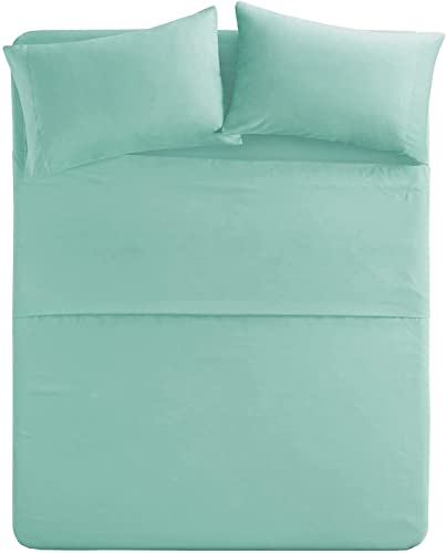 Comfort Spaces CS20-0118 Microfiber Set 14" Deep Pocket, Wrinkle Resistant All Around Elastic-Year-Round Cozy Bedding Sheet,6 pcs, Matching Pillow Cases, Queen, Aqua