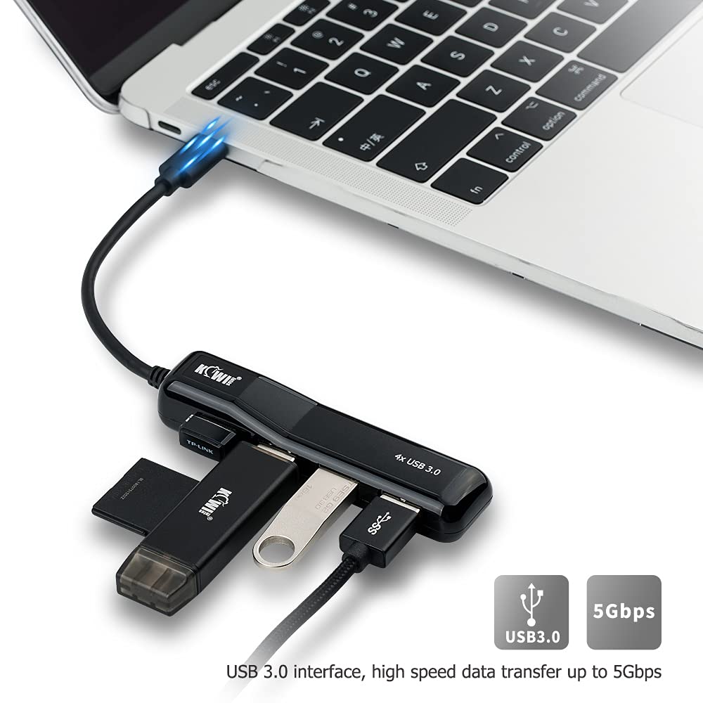 USB C Hub Splitter, 4- Port USB 3.0 Data Hub with High Speed Transfer Up to 5Gbps for iMac, MacBook, Mac Pro/Mini, Surface Pro, XPS, Notebook PC, Laptop USB Flash Drive Mobile Hard Drive