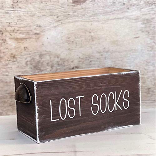 Lost Socks Basket - Farmhouse Laundry Room Decor - Lost Sock Wood Crate - Laundry Room Storage and Organization