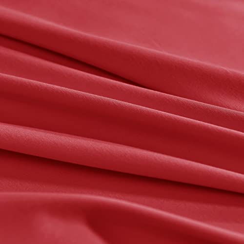BHT Premium Microfiber Duvet Cover Set – 3 Pieces - Super Soft 1800 Thread Count with Zipper Closure - Fade & Wrinkle Resistant (Red, Queen)
