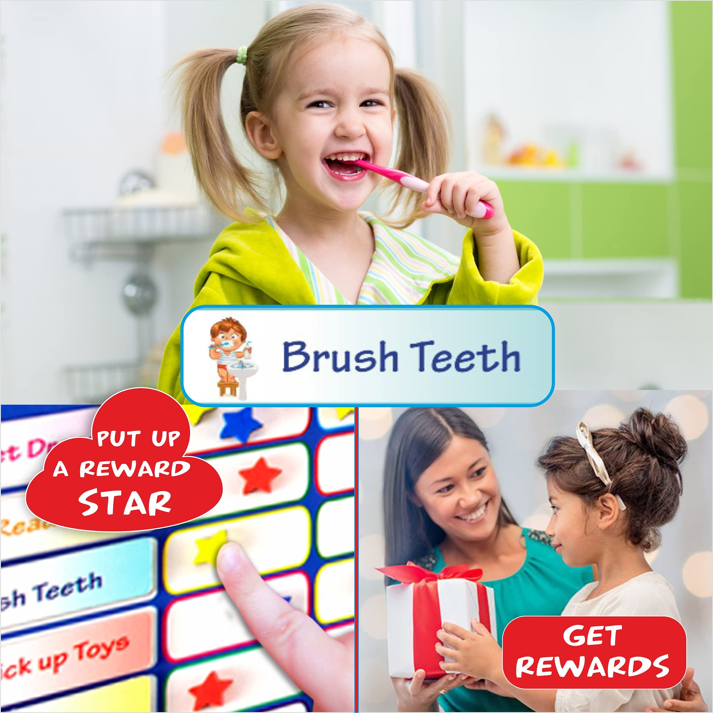 Magnetic Chore Chart for Kids Multiple Kids - Good Behavior Chart at Home - Dry Erase Reward Chart Toddler to Teens Chore Chart - Daily Responsibility Board - Potty Training Star Chart Wall or Fridge