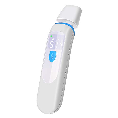Digital Infrared Ear Thermometer for Adults and Kids Baby Babies Toddlers Forehead Basal Fever Instant Read Thermometers for Humans, Home with Fever Alarm, LED Display and Memory Function