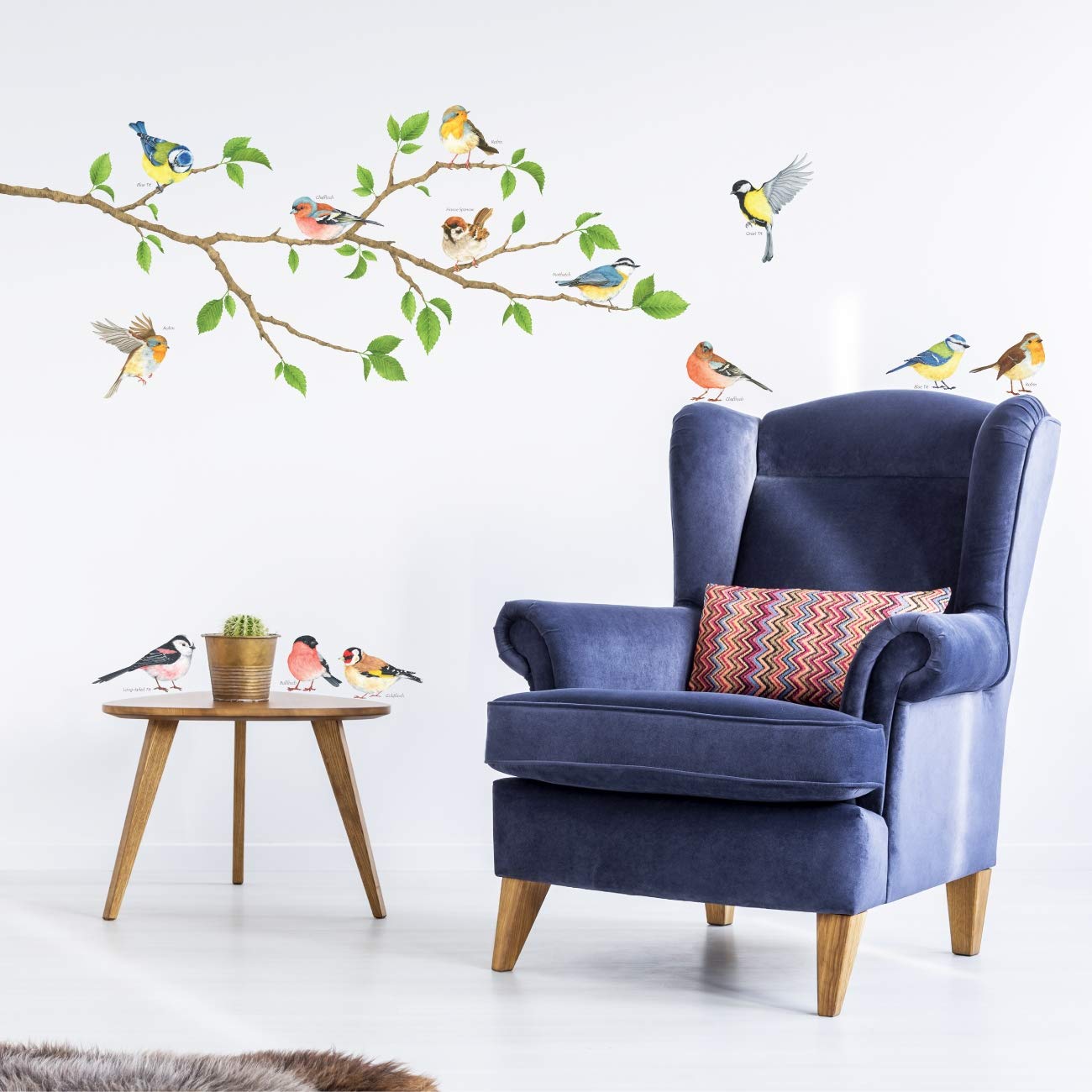 DECOWALL DWL-1804N Garden Birds on Tree Branch Kids Wall Stickers Wall Decals Peel and Stick Removable Wall Stickers for Kids Nursery Bedroom Living Room décor