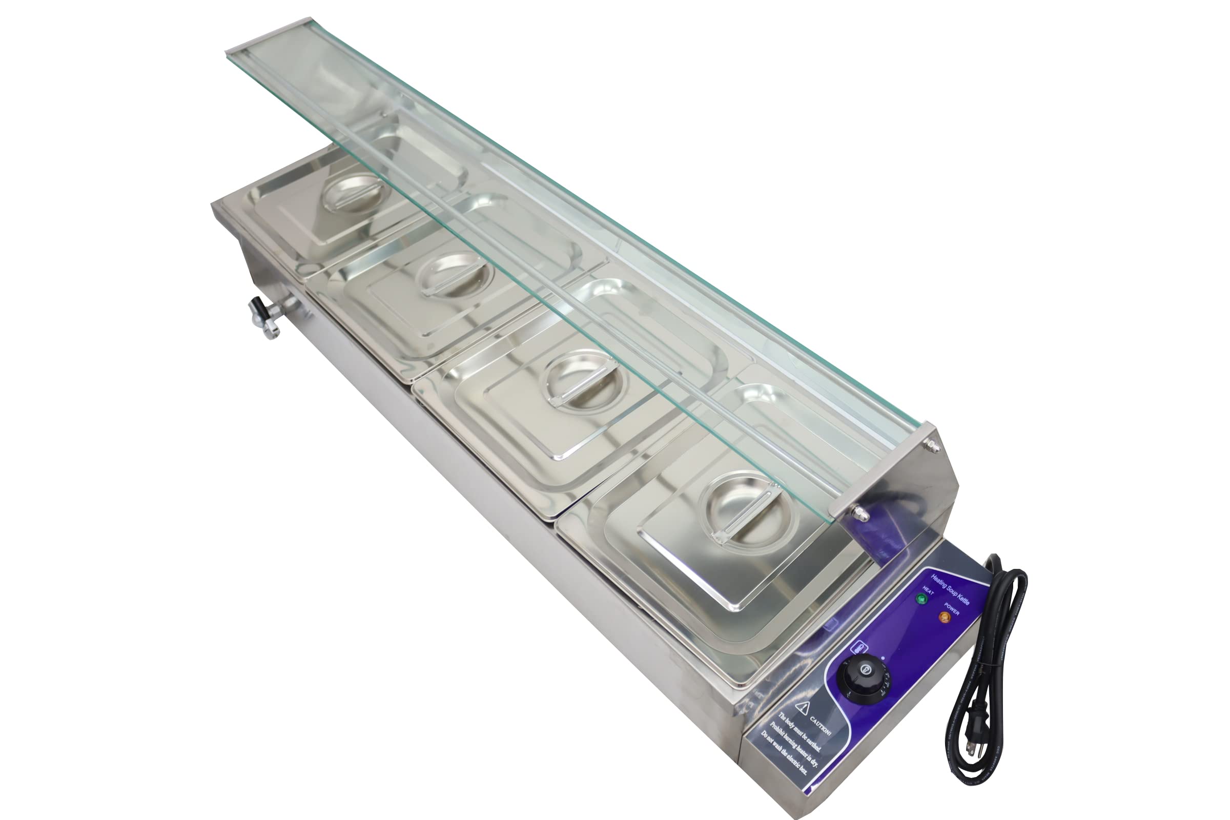 INTBUYING 4 pan Food Warmer Steam Table Kitchen Machine Bath Warmer Breakfast Supply