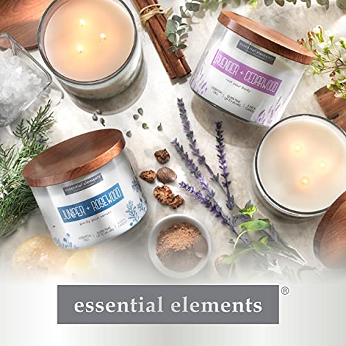 Essential Elements by Candle-lite Scented Candles Juniper & Rosewood Fragrance, One 9 oz. Single-Wick Aromatherapy Candle with 50 Hours of Burn Time, Off-White Color
