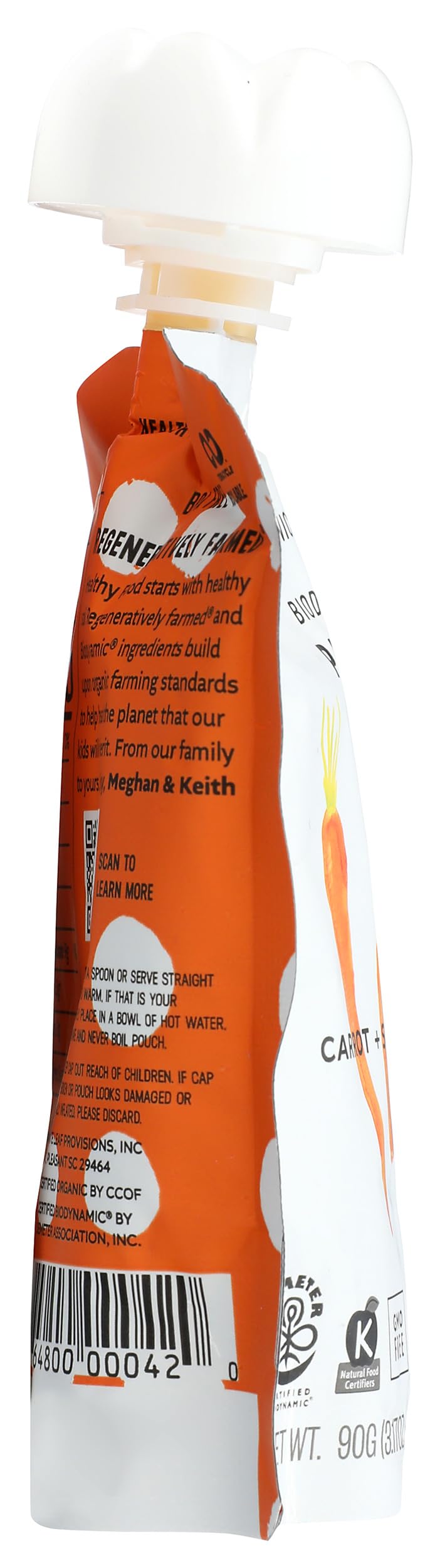 White Leaf Provisions Organic Carrot Sweet Potato Pea Baby Food, 3.17 OZ