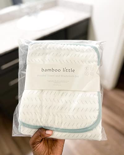 Bamboo Baby Hooded Towel and Washcloth Set, Perfect for Babies or Toddlers, Soft & Absorbent (Greenish)