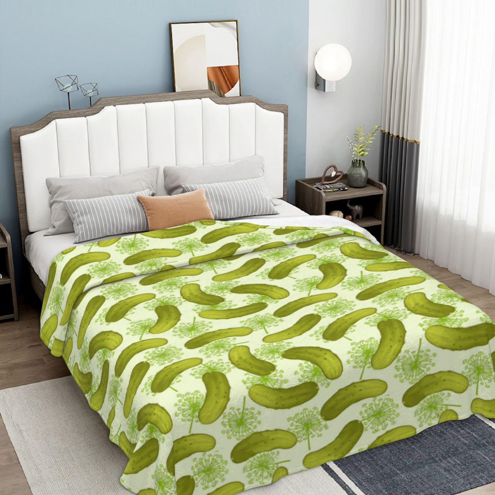 New Dill Pickles Throw Blankets Flannel Blanket Pickles Blanket Soft Bed Throw Blanket Luxurious Warm Cozy Throw Blanket All-Season for Couch Sofa Bed for Adults Kids Boys Teens Gift 50"x40"