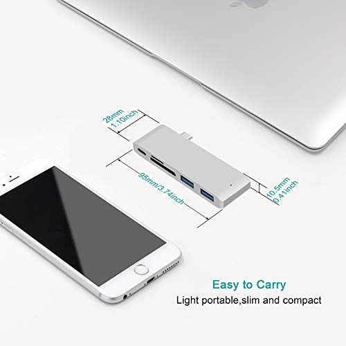 XUNMAIFHB Portable Docking Station,MacBook hub hub Converter USB-C to HDMI Splitter Type-c Docking Station Reader Type-c SD MicroSD USB3.0 Fast Transmission, Gray