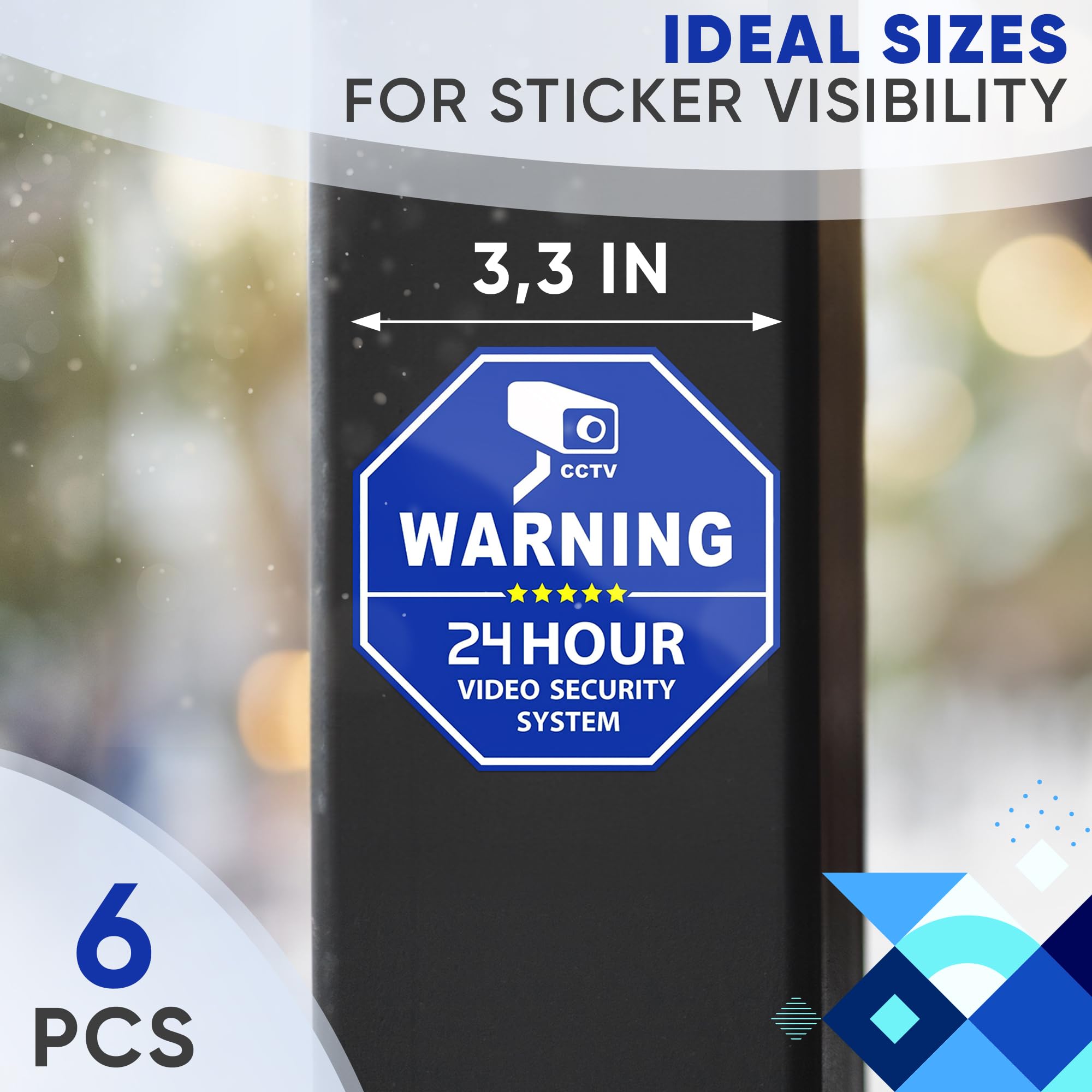 CCTV Outdoor Video Camera Security Stickers - 6Pcs CCTV Camera Video Security Camera in Use Sign Outdoor Video Surveillance Vinyl Sticker -24 Hours Warning Video Surveillance Window Security Signs