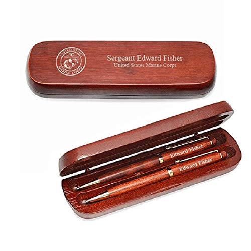 Marines Cherrywood Double Pen and Box Set