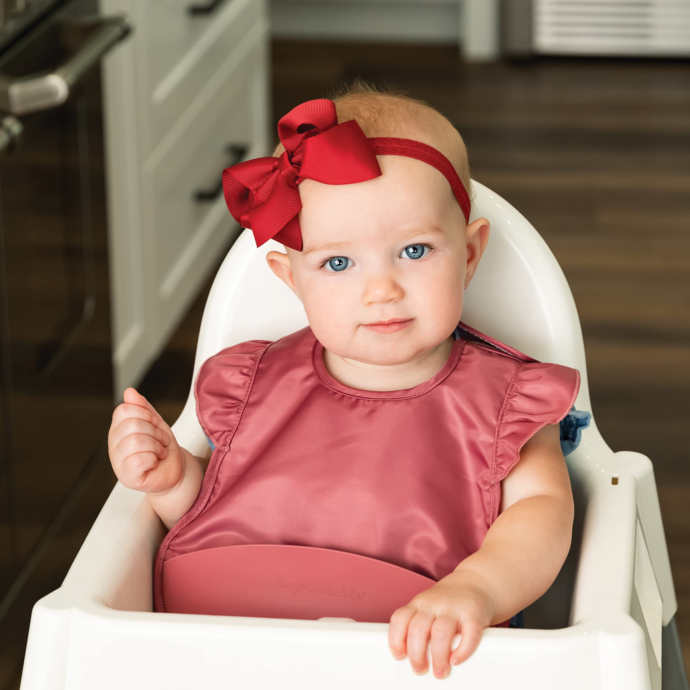 Tiny Twinkle Silicone Pocket Bibs - Waterproof Bibs Babies, Food Catching, Mess-Proof Bibs for 6-24 Months Old Baby Boy and Girl, Toddlers, 2-Pack (Unicorn, Burgundy)