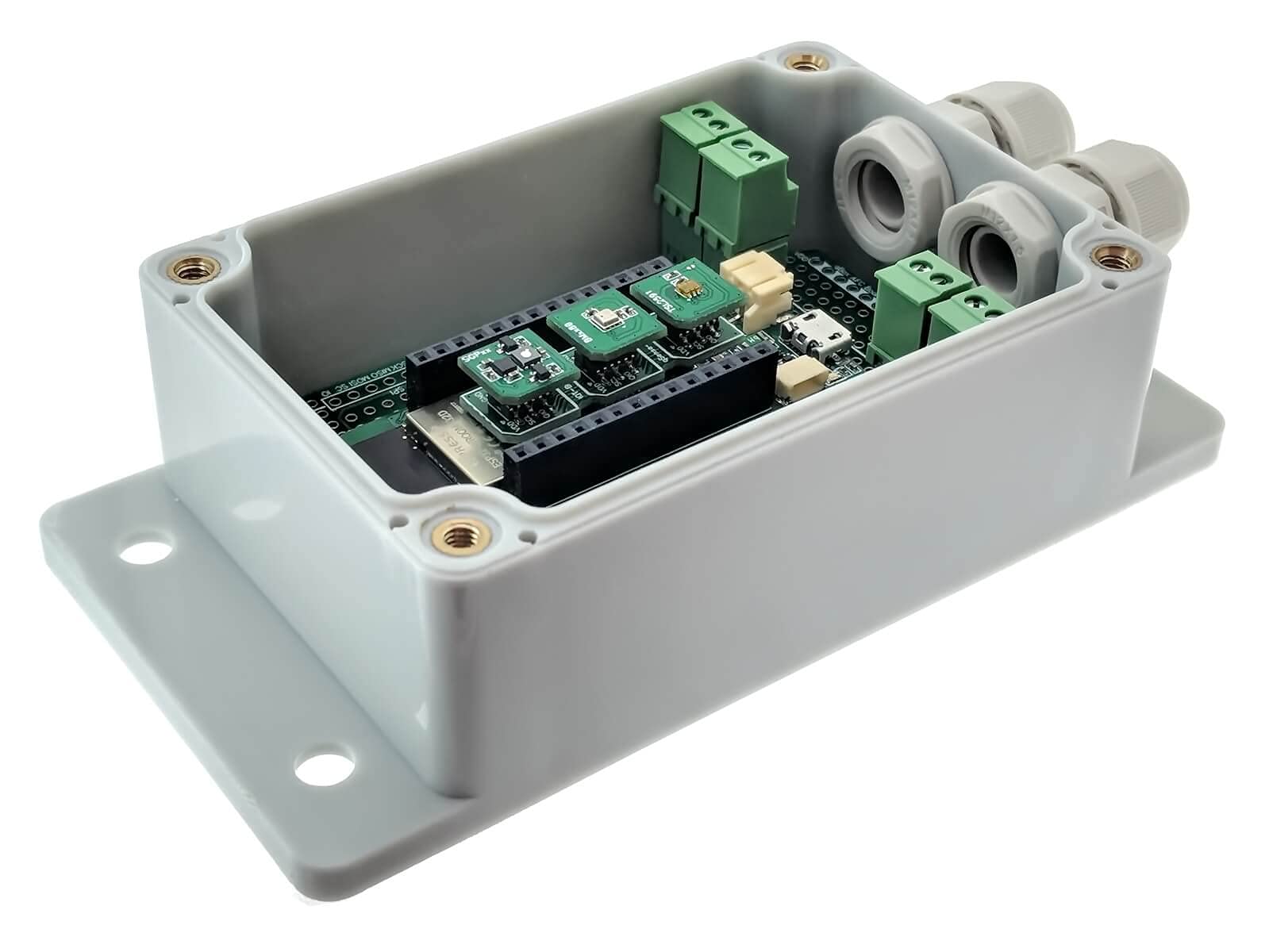 qBox AMC DIY IOT Enclosure Kit (One SMA), IOT Enclosure for Arduino MKR ESP32 Cellular LoRa WiFi Board, Waterproof IP65 Enclosure with Glands, prototyping PCB, connectors Set and SMA