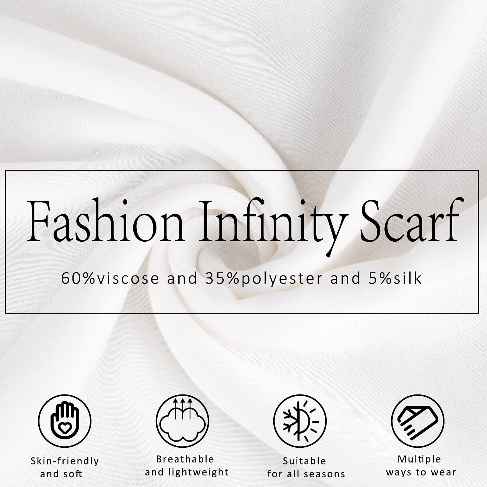 3 Packs Lightweight Plain Infinity Scarf or Oblong Scarf For Women Scarf Shawl Wrap,Black, White, Grey, One Size