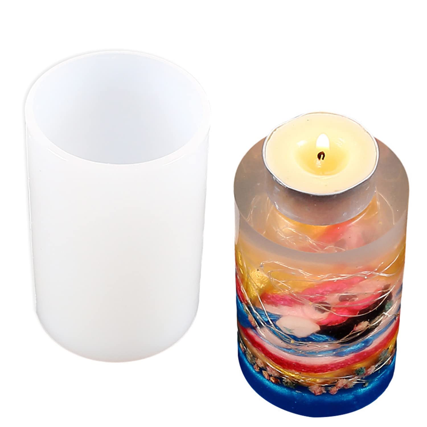 2Pcs Pillar Candle Molds,Silicone Mold for Candle Making Resin Mould Kit Cylindrical Candlestick Epoxy Casting DIY Crafts Clay Wax Soaps Polymer Clay