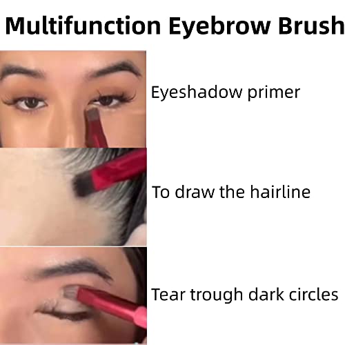 4D Hair Stroke Brow Stamp Brush, 4PCS Multifunctional Eyebrow Brush, Square Makeup Brush and Extra Fine Beveled Eyebrow Brush or Filling Eyebrows and Concealer (Brown and Black)