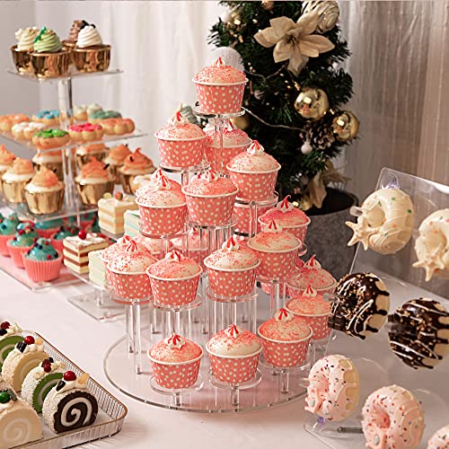 Acrylic Cupcake Stand for 24 Cupcakes Holder, Dessert Stand Premium Cupcake Display Stand Cupcake Tower Pastry Serving Display for Party Wedding Birthday
